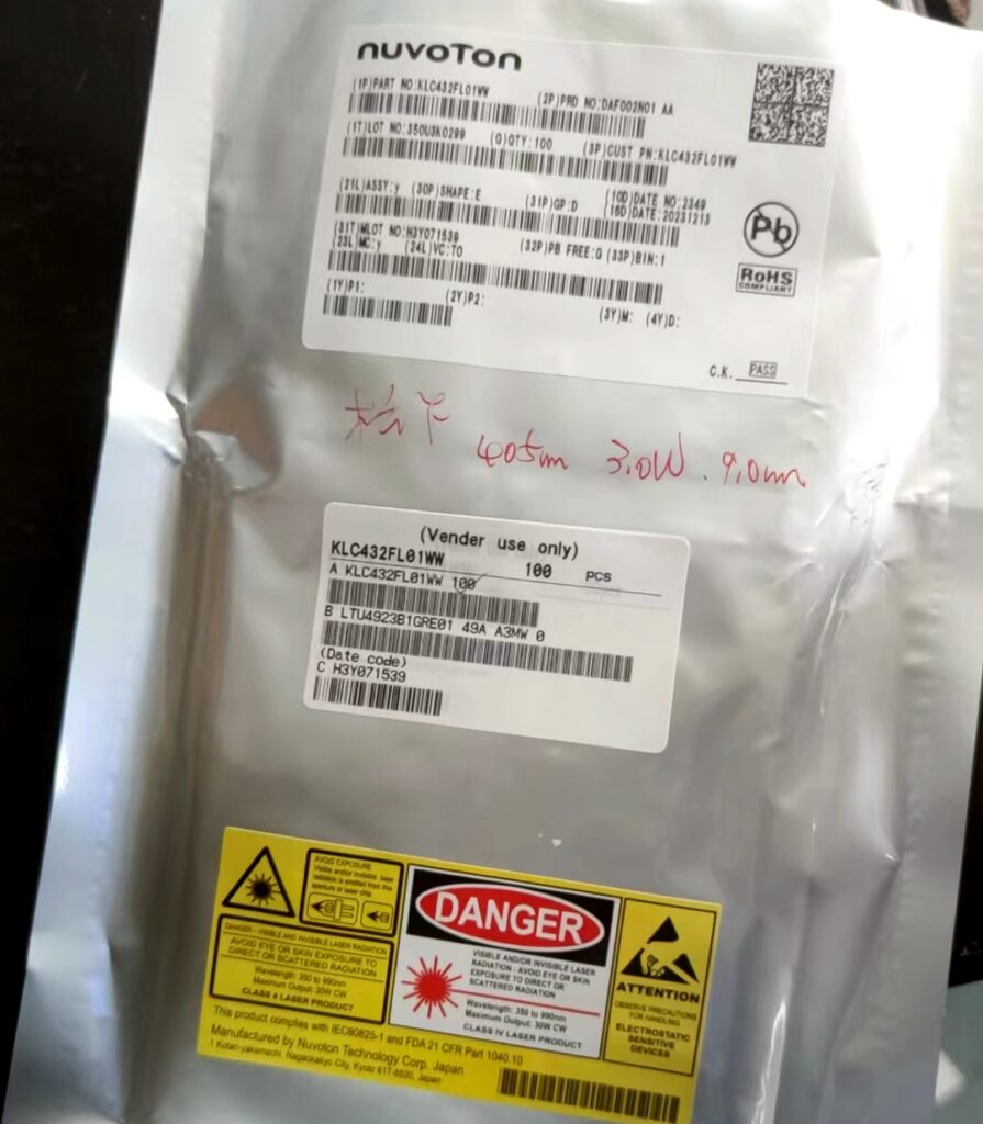 NUVOTON KLC432FL01WW 405nm Violet Laser Diodes Panasonic Company - BeamQ