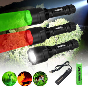 Tactical LED Hunting Flashlight Red Green White Rifle Torch Laser Dot ...
