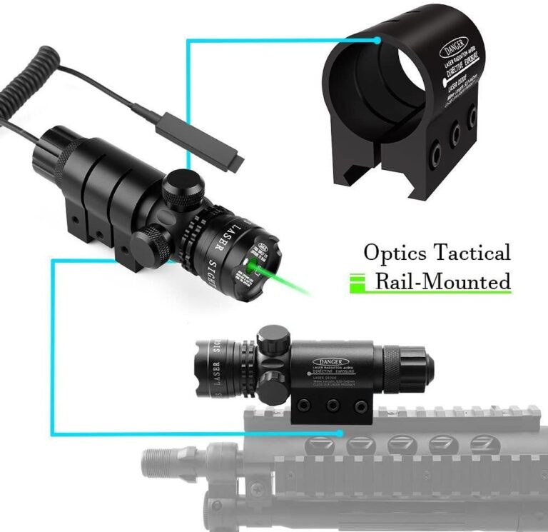 Tactical Laser Pointer Sight Hunting Green Red Dot Rifle Mount Compact ...