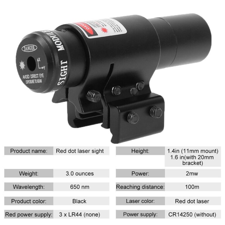 Tactical Red Green Dot Laser Sight Adjustable Collimator Laser Pointer Hunting Gun Accessory for ...